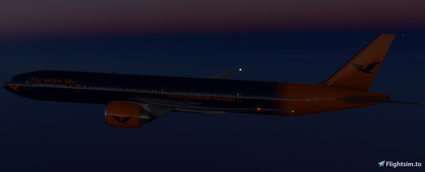 Fly With Me VA livery PMDG B77W V2 for Microsoft Flight Simulator | MSFS