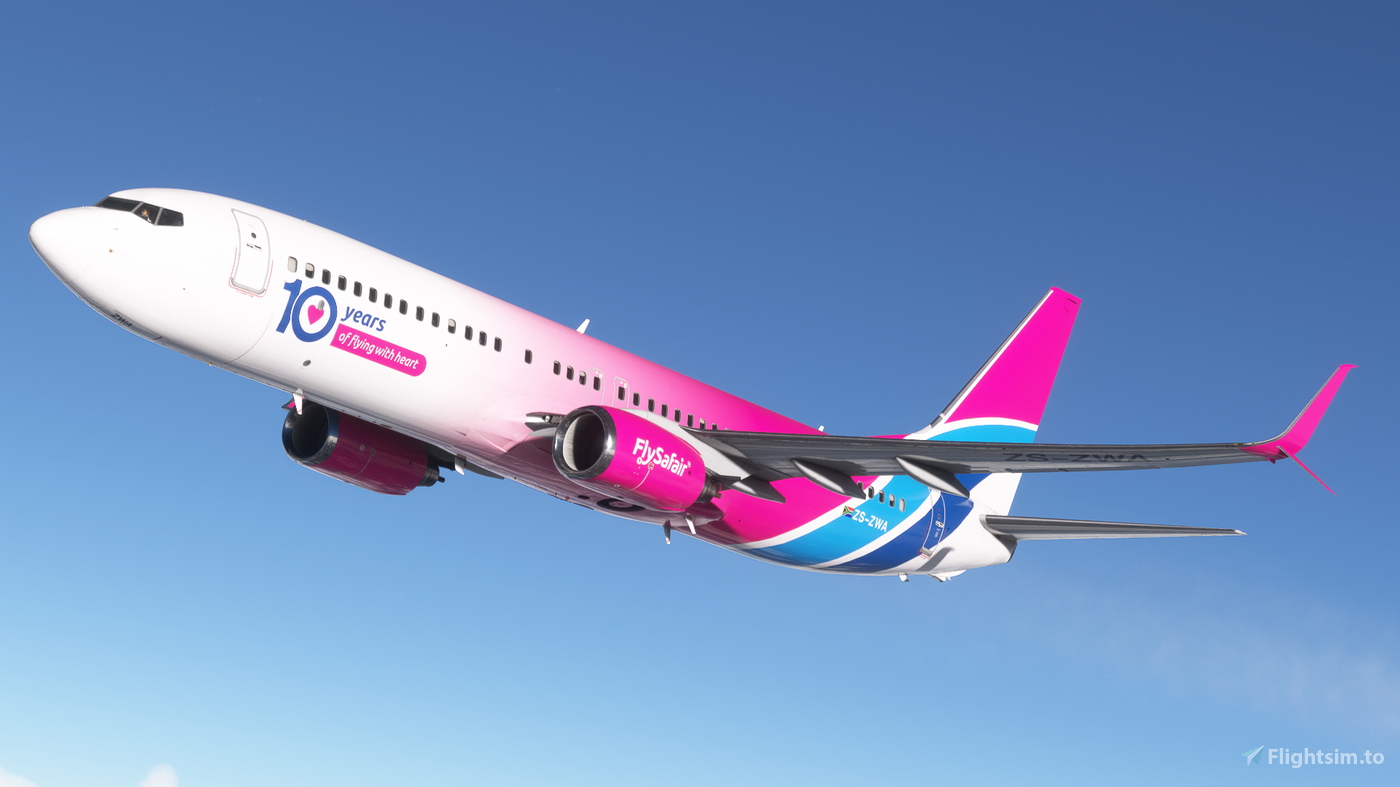 FlySafair Boeing 737-800 PMDG SSW Fictional 10 Year Anniversary Livery for Microsoft Flight ...