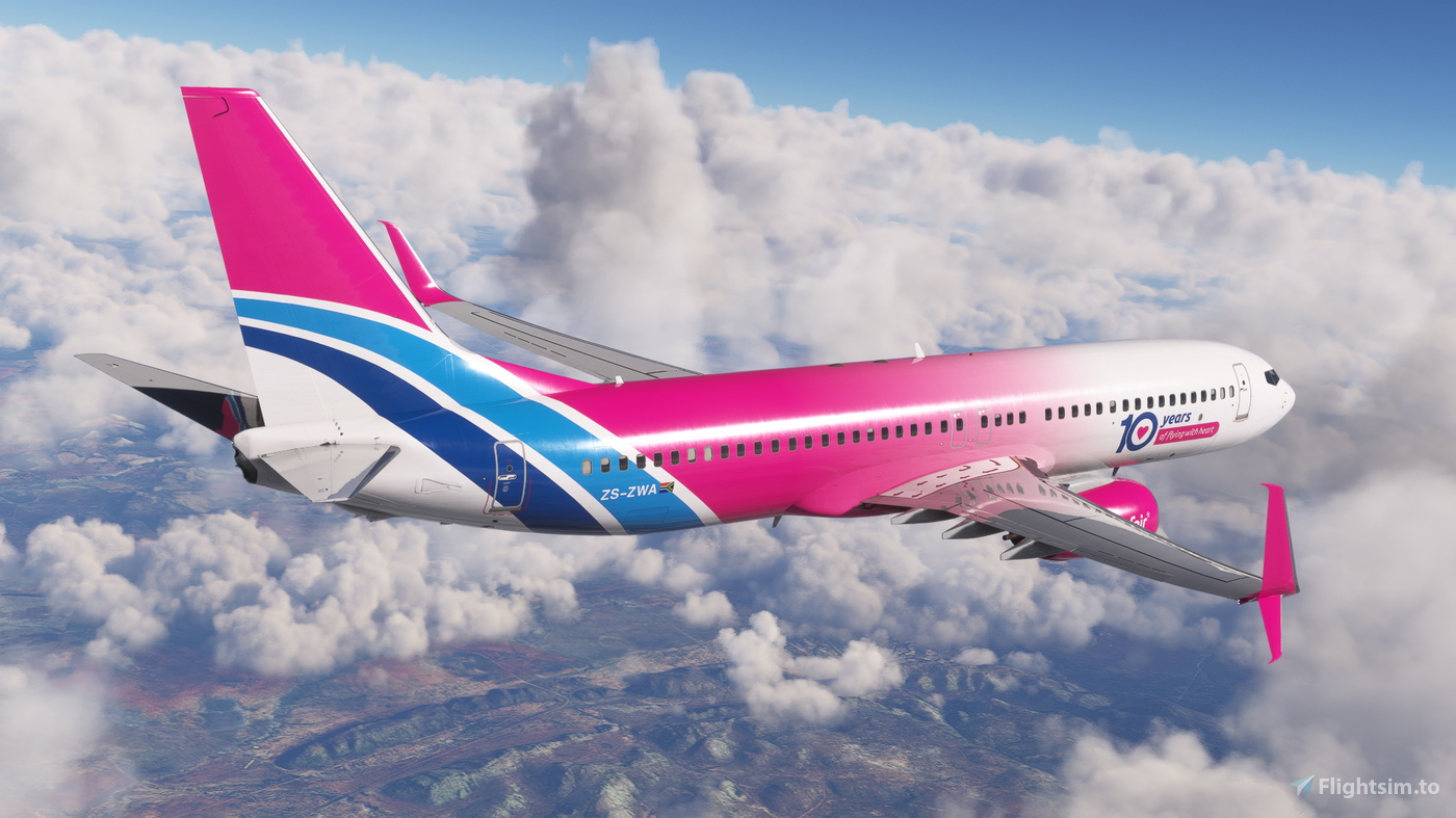 FlySafair Boeing 737-800 PMDG SSW Fictional 10 Year Anniversary Livery for Microsoft Flight ...