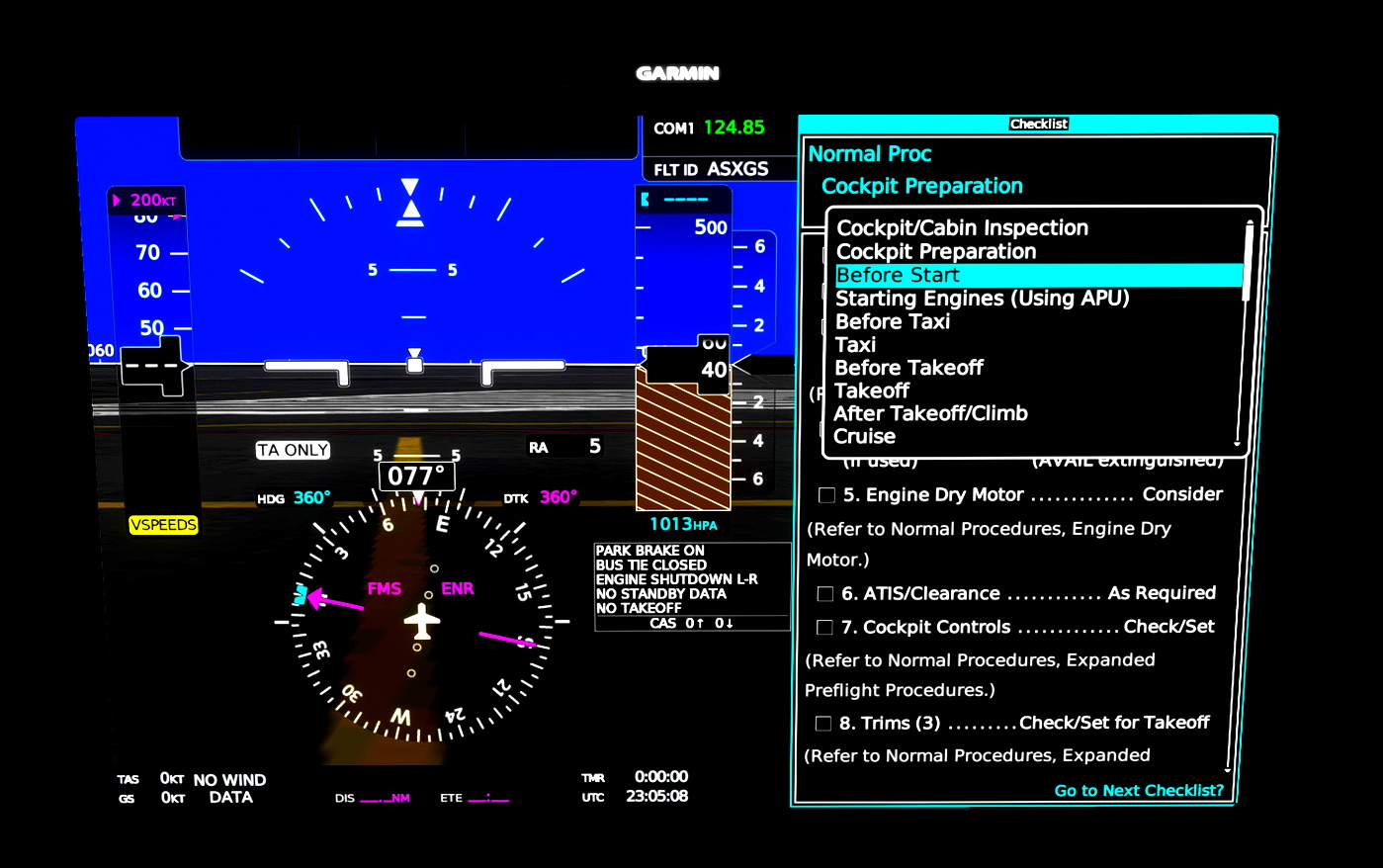 Garmin G3000/5000 Electronic Checklist Plugin for Microsoft Flight ...