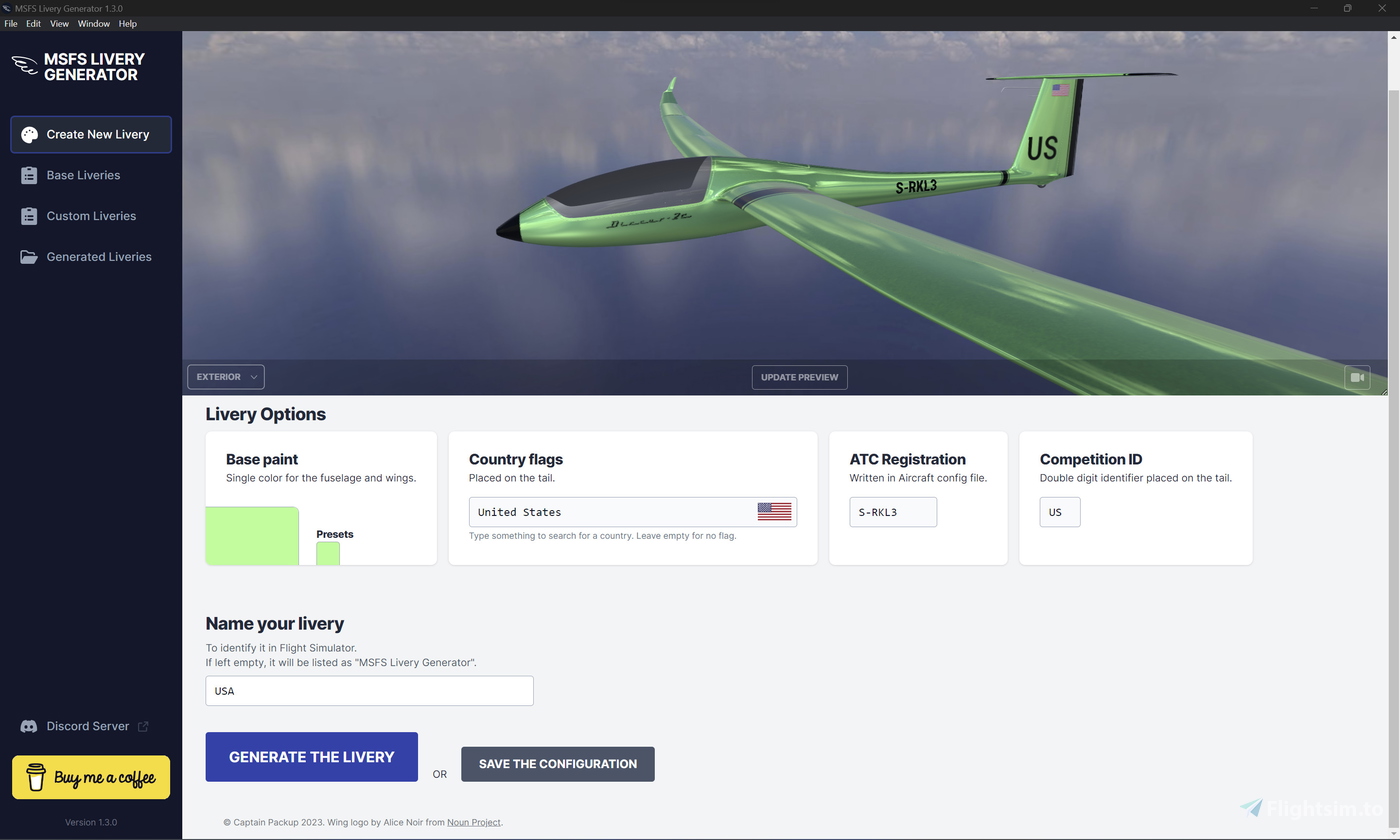 GotFriends Discus 2c Standard Plane Kit for MSFS Livery Generator のために ...