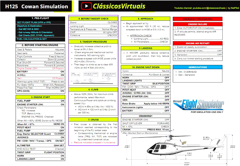 H125 - Checklist & Procedure for Microsoft Flight Simulator | MSFS