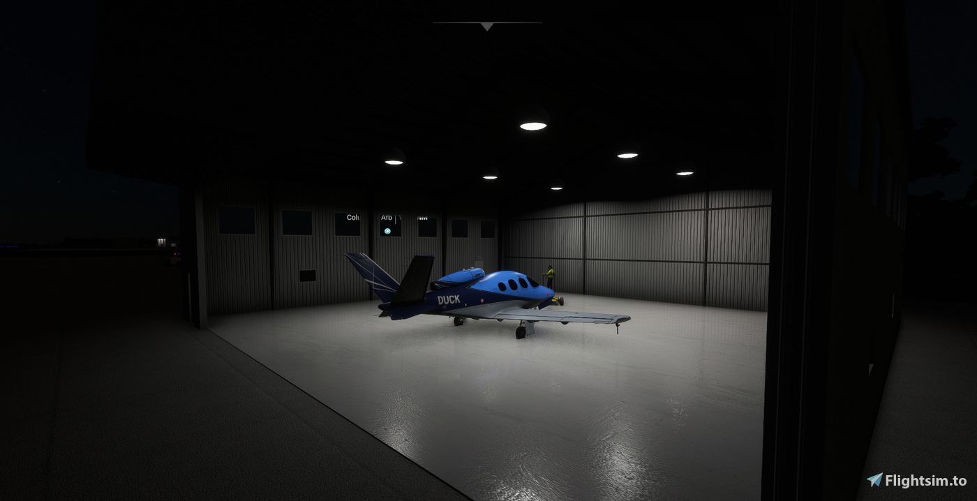 Hangar with animated bifold door for Microsoft Flight Simulator | MSFS