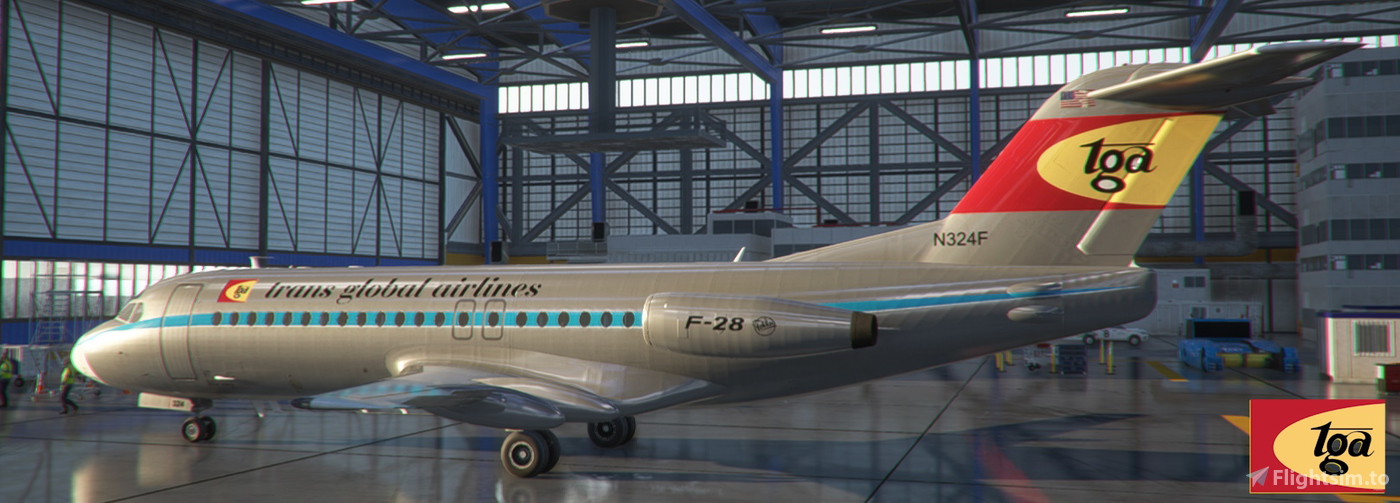 Just Flight Fokker F28-4000 Trans Global Airlines N324F for Microsoft ...