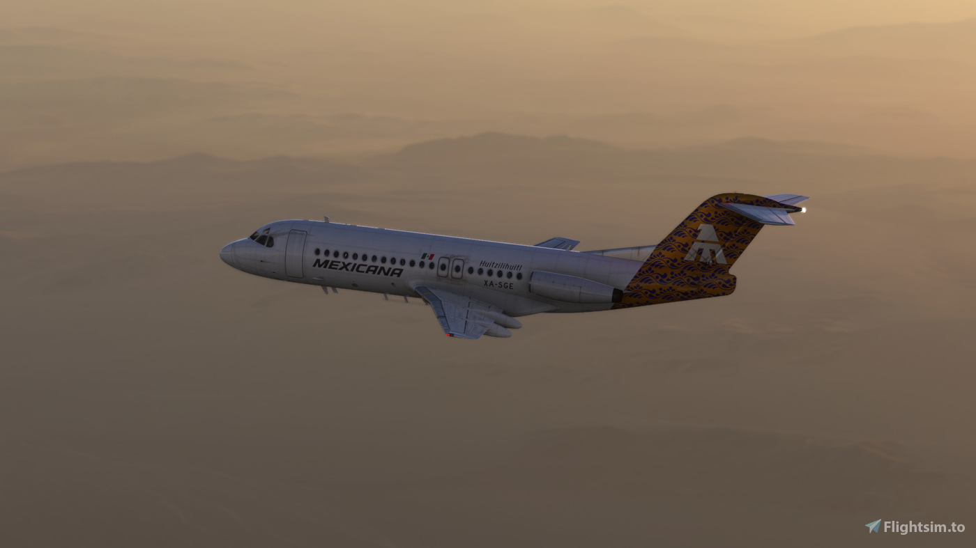 Just Flight Fokker F28 mk.4000 Mexicana XA-SGE for Microsoft Flight Simulator | MSFS