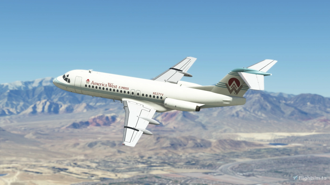 JustFlight Fokker F28 mk.4000 America West Express für Microsoft Flight Simulator | MSFS