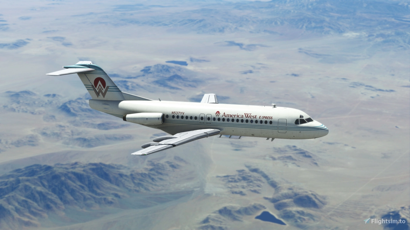 JustFlight Fokker F28 mk.4000 America West Express for Microsoft Flight Simulator | MSFS
