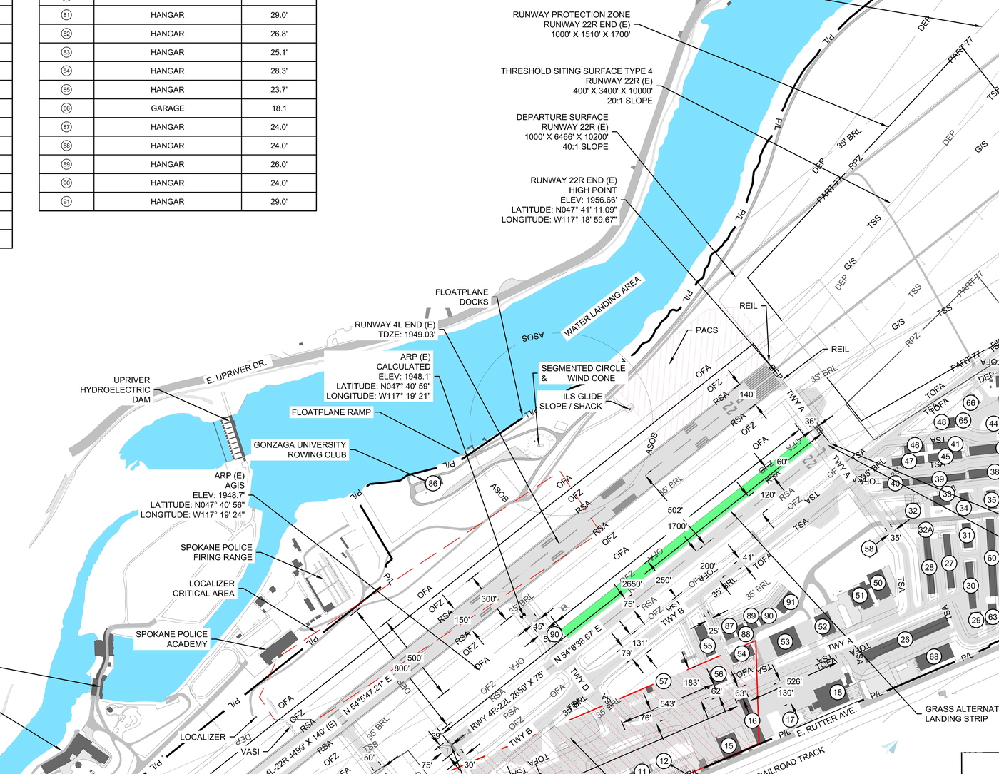 KSFF – Felts Field float plane docks, seaplane ramp, and water runway ...