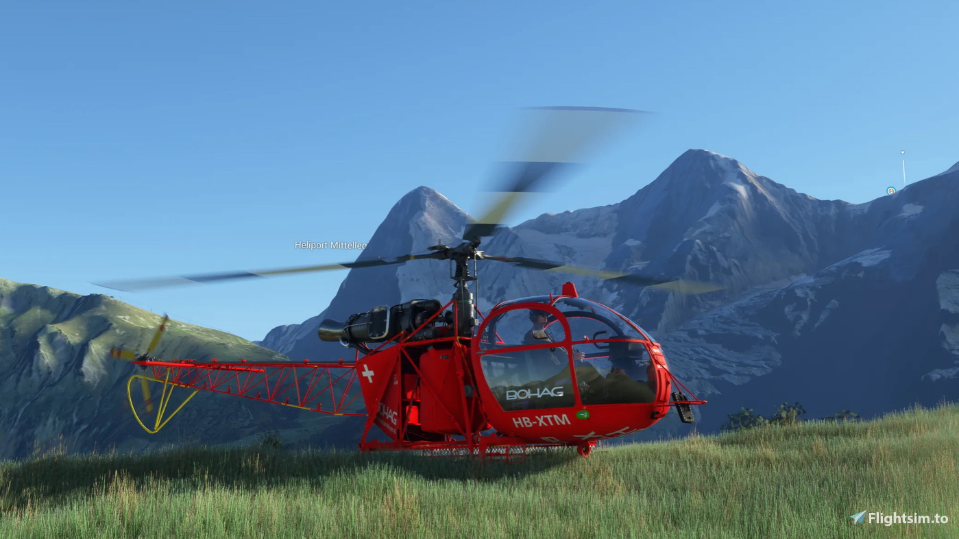 lama-sa 315 HB-XTM BOHAG helicopter for Microsoft Flight Simulator | MSFS