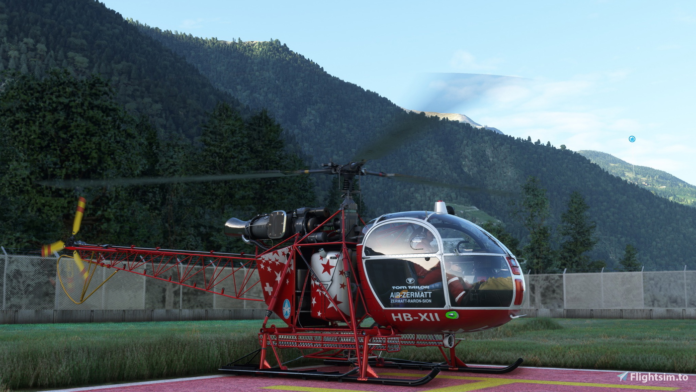 lama-sa315 HB-XII AIR ZERMATT for Microsoft Flight Simulator | MSFS