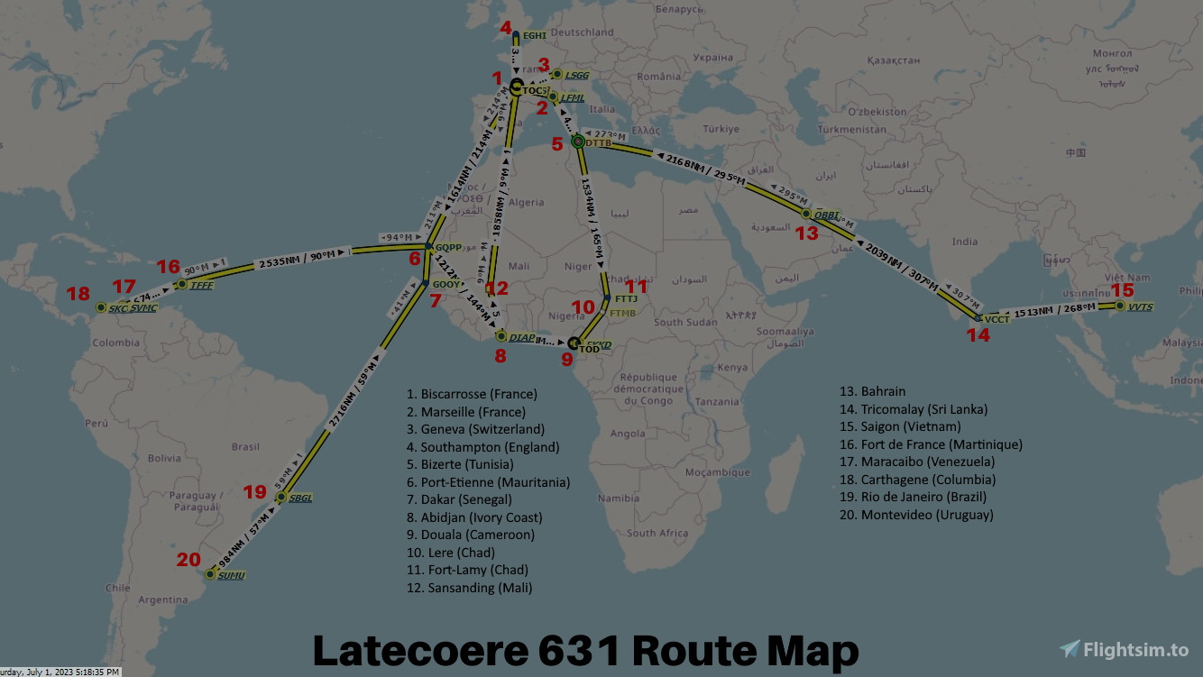 Latecoere 631 Commercial Flight Plans for Microsoft Flight Simulator | MSFS