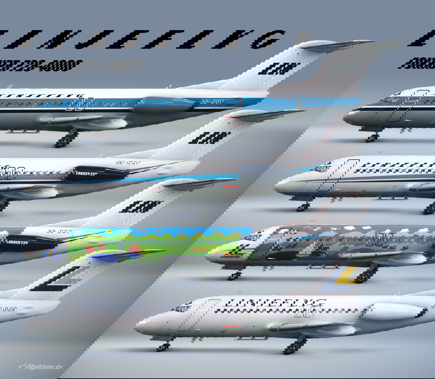 Linjeflyg - 4 liveries / Fokker F28-4000 for Microsoft Flight Simulator | MSFS