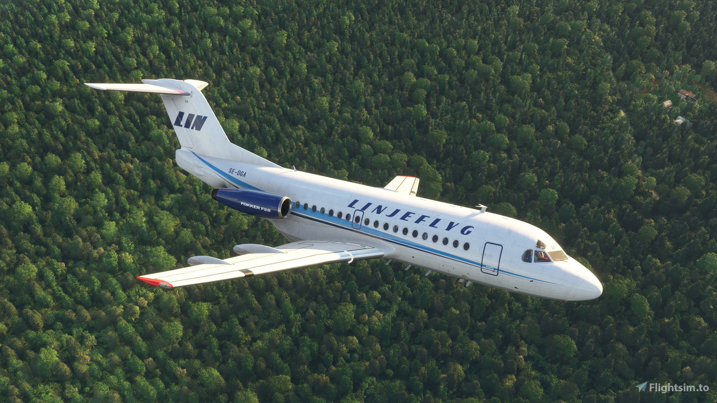 Linjeflyg Fokker F28 Mk 1000 SE-DGA circa 1983 - with cabin for Microsoft Flight Simulator | MSFS