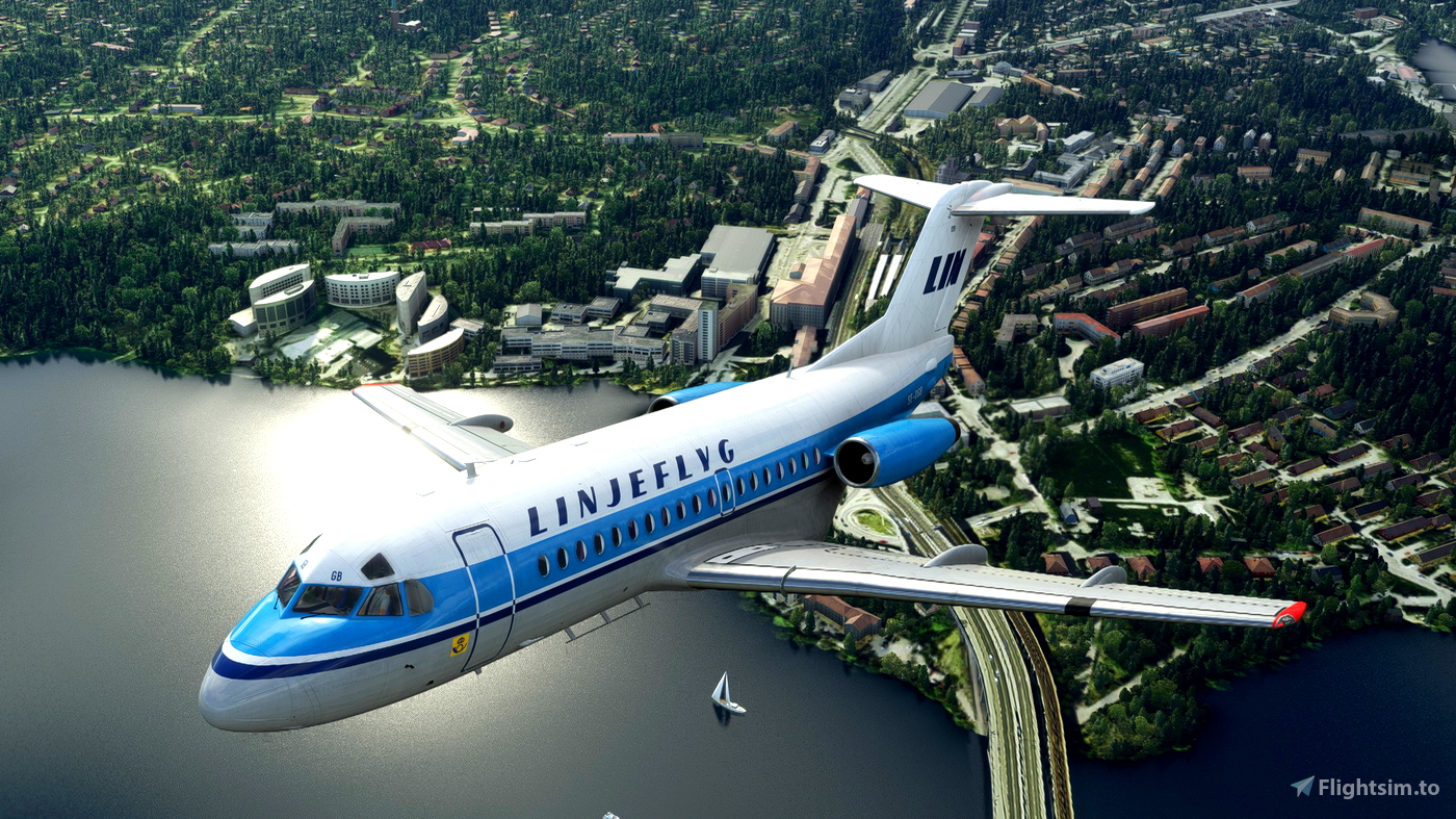 Linjeflyg Fokker F28 Mk 1000 SE-DGB circa 1973 para Microsoft Flight Simulator | MSFS