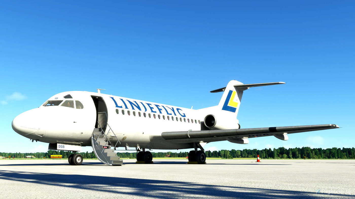 Linjeflyg Fokker F28 Mk 1000 SE-DGB circa 1990 - with cabin for Microsoft Flight Simulator | MSFS