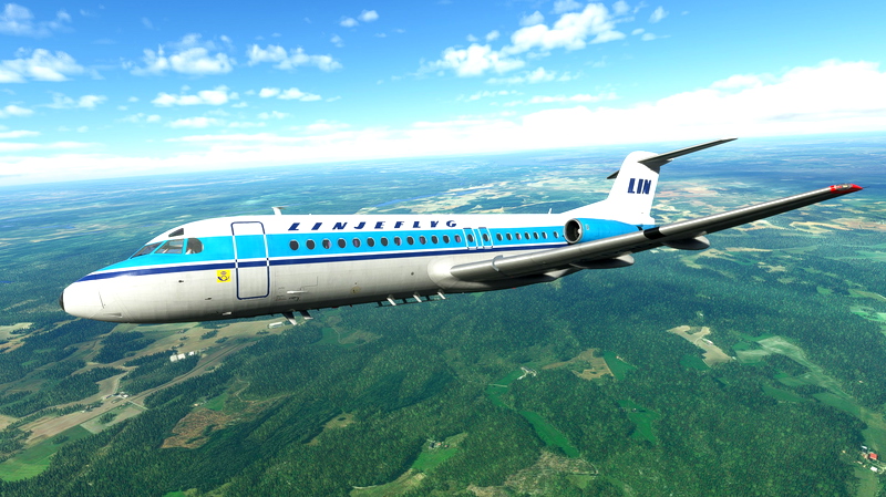 Linjeflyg Fokker F28 Mk 4000 SE-DGD circa 1976 - with cabin para Microsoft Flight Simulator | MSFS
