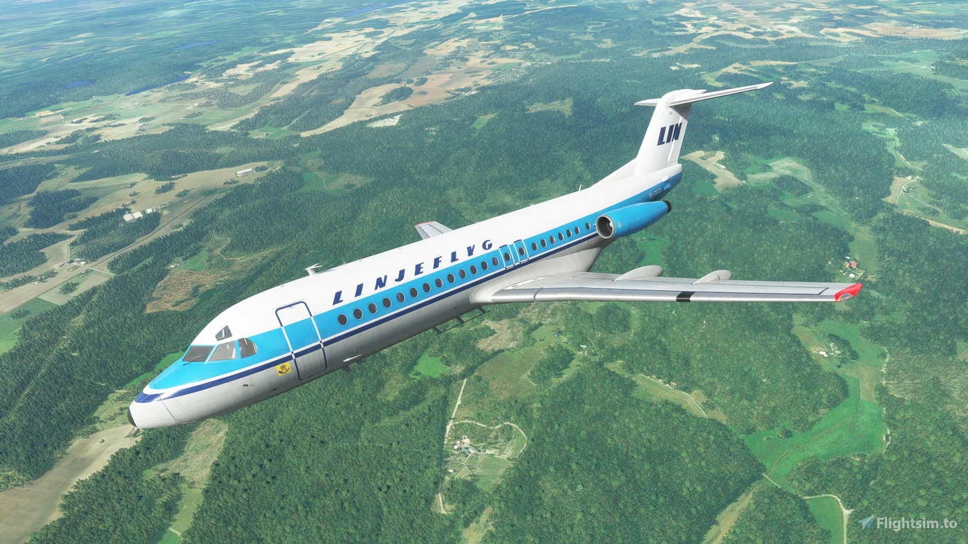 Linjeflyg Fokker F28 Mk 4000 SE-DGD circa 1976 - with cabin for Microsoft Flight Simulator | MSFS