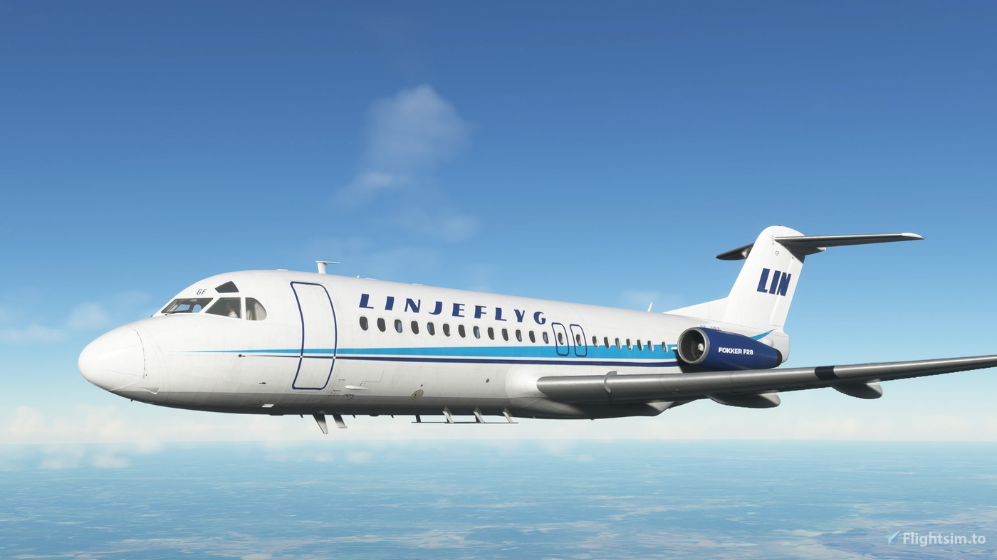 Linjeflyg Fokker F28 Mk 4000 SE-DGF circa 1985 - with cabin for Microsoft Flight Simulator | MSFS