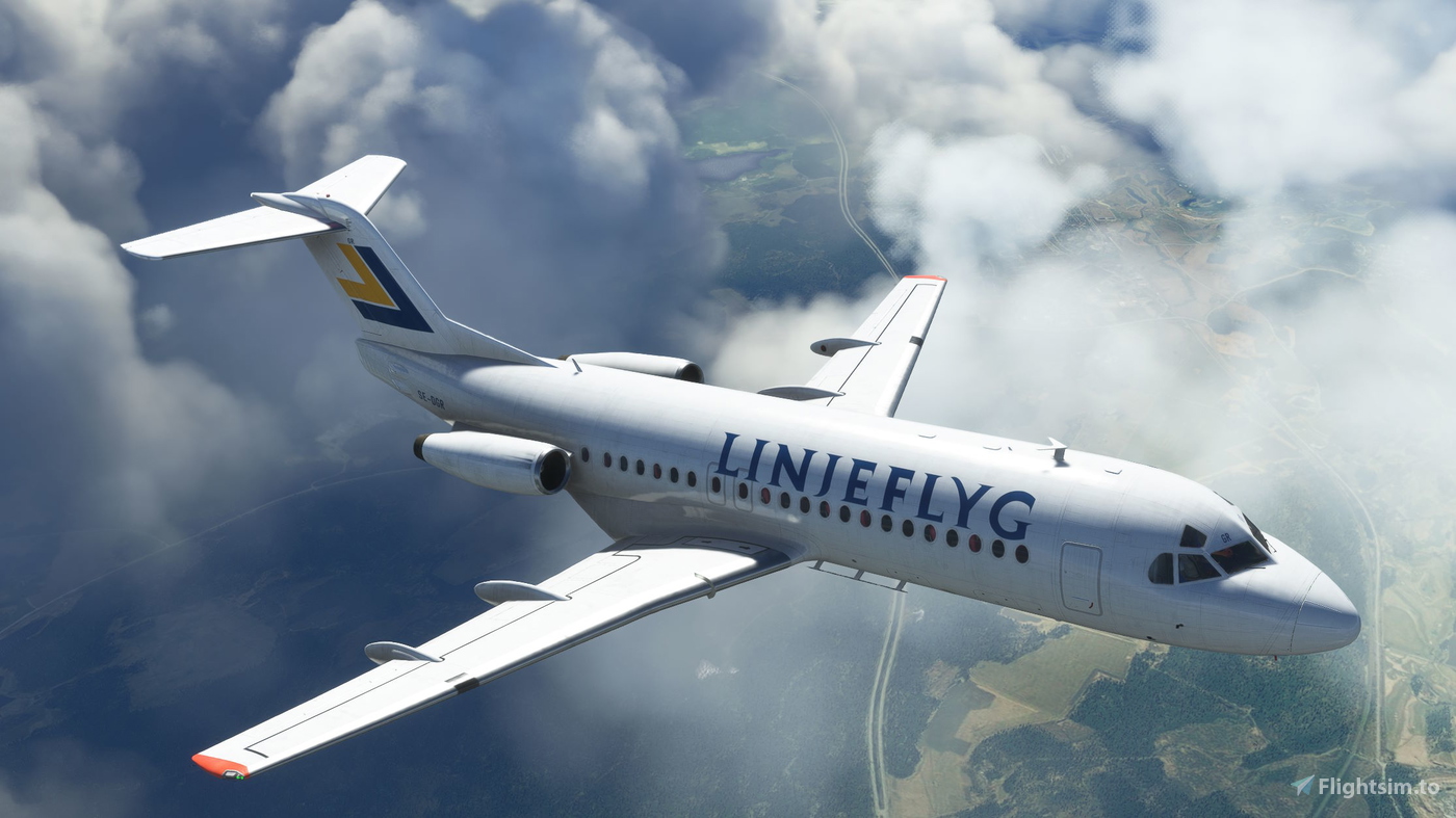 Linjeflyg Fokker F28 Mk 4000 SE-DGR circa 1990 - with cabin pour Microsoft Flight Simulator | MSFS