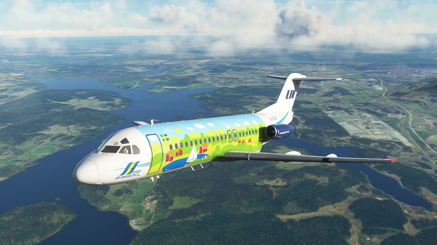 Linjeflyg "Sweden is fantastic" Fokker F28 Mk 4000 SE-DGR circa 1986 ...