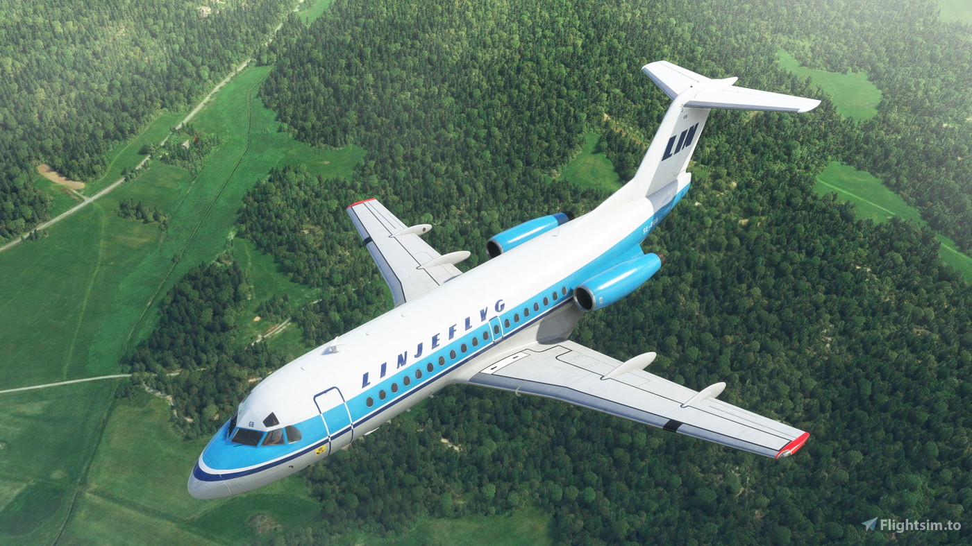 Linjeflyg Fokker F28 Mk 1000 SE-DGB circa 1973 - with cabin pour Microsoft Flight Simulator | MSFS