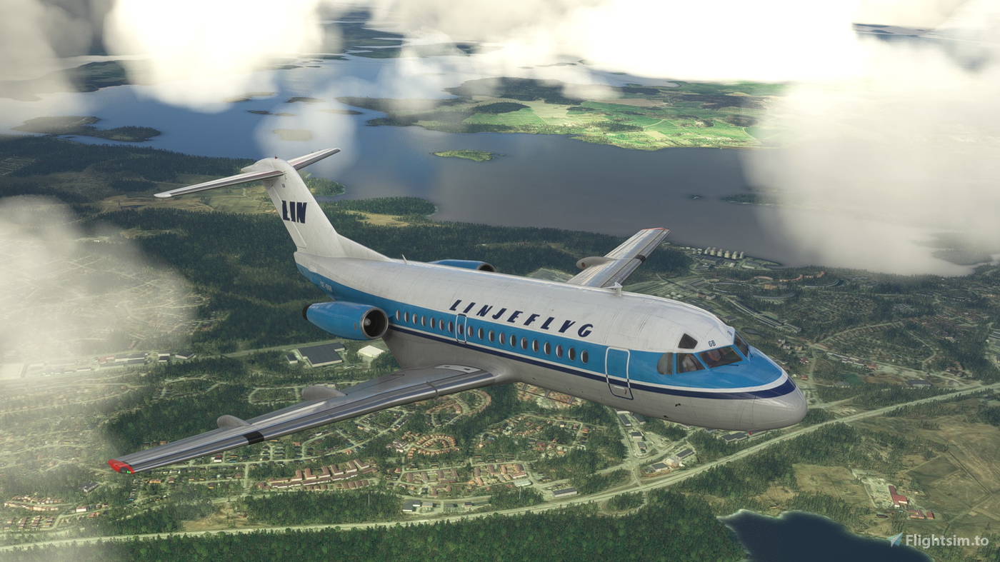 Linjeflyg Fokker F28 Mk 1000 SE-DGB circa 1973 - with cabin for Microsoft Flight Simulator | MSFS