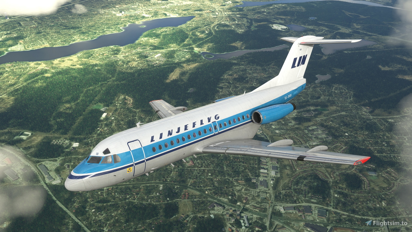 Linjeflyg Fokker F28 Mk 1000 SE-DGB circa 1973 - with cabin for Microsoft Flight Simulator | MSFS