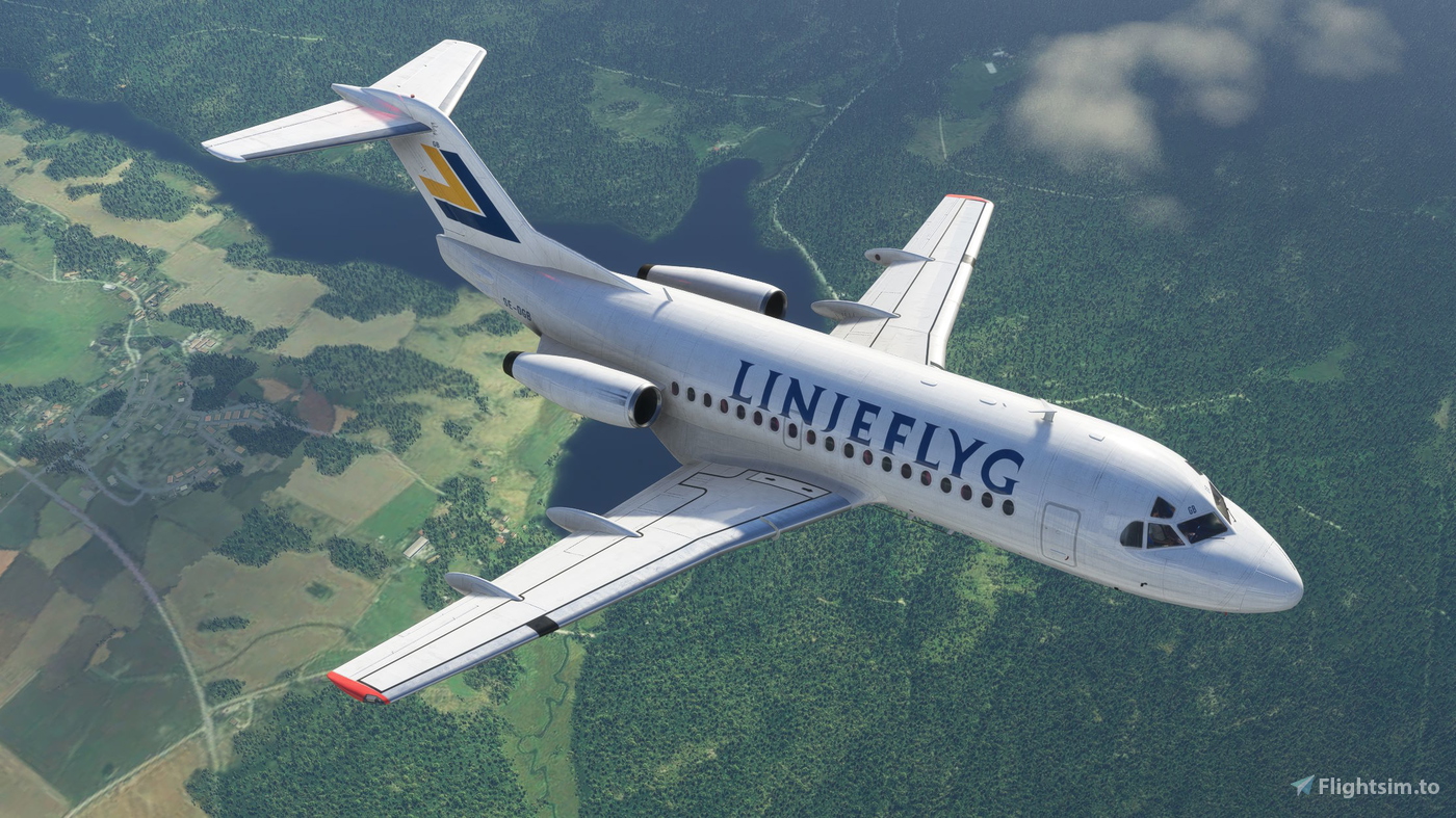 Linjeflyg Fokker F28 Mk 1000 SE-DGB circa 1990 - with cabin for Microsoft Flight Simulator | MSFS