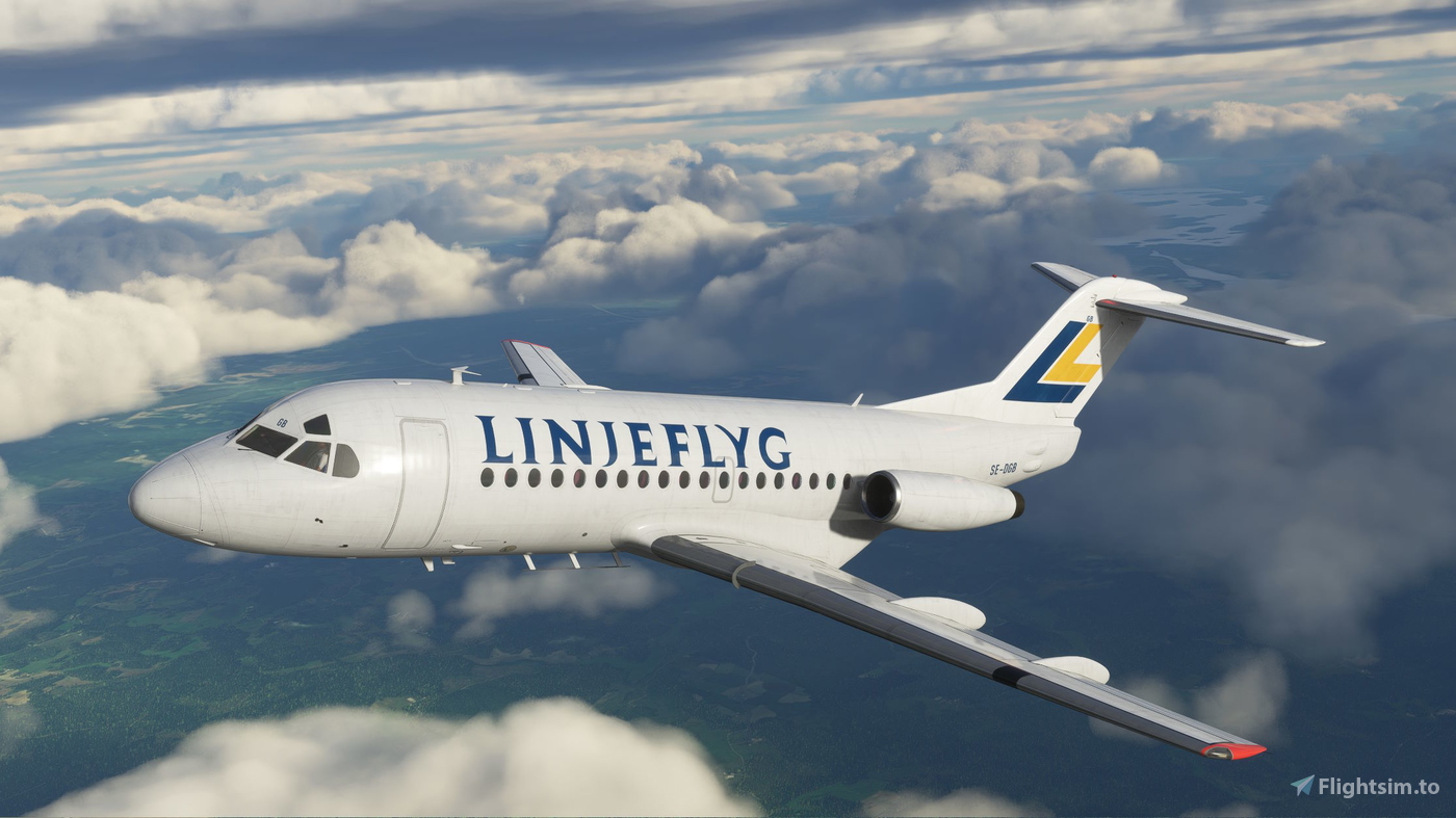 Linjeflyg Fokker F28 Mk 1000 SE-DGB circa 1990 - with cabin for Microsoft Flight Simulator | MSFS