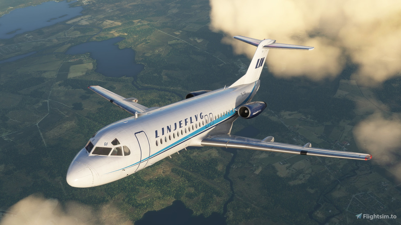 Linjeflyg Fokker F28 Mk 4000 SE-DGF circa 1985 - with cabin for Microsoft Flight Simulator | MSFS