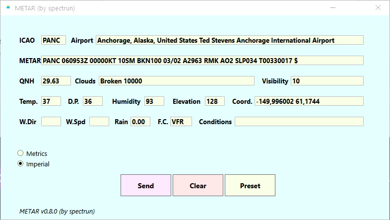 METAR Lite (by spectrun) for Microsoft Flight Simulator | MSFS