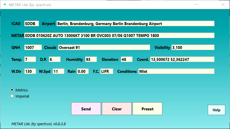 METAR Lite (by spectrun) for Microsoft Flight Simulator | MSFS
