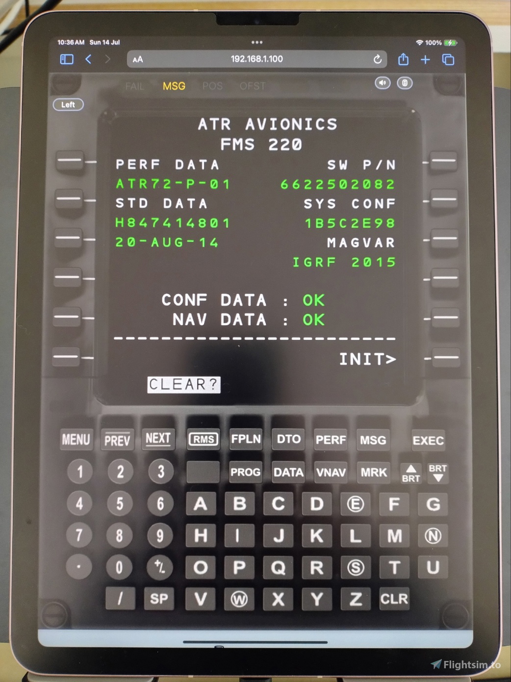 ATR MSFS CDU for Microsoft Flight Simulator | MSFS