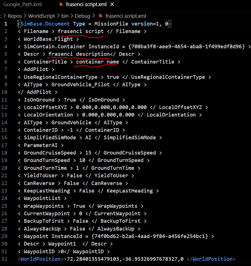 MSFS Worldscript generator using Google Earth Path / GUID's ...