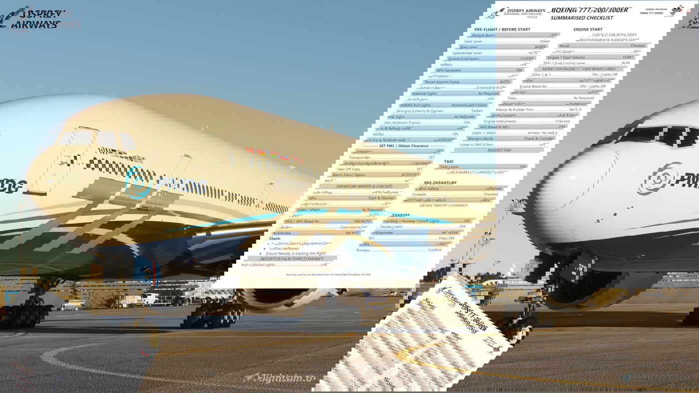 Osprey Airways PMDG 777 Series Checklist for Microsoft Flight Simulator ...