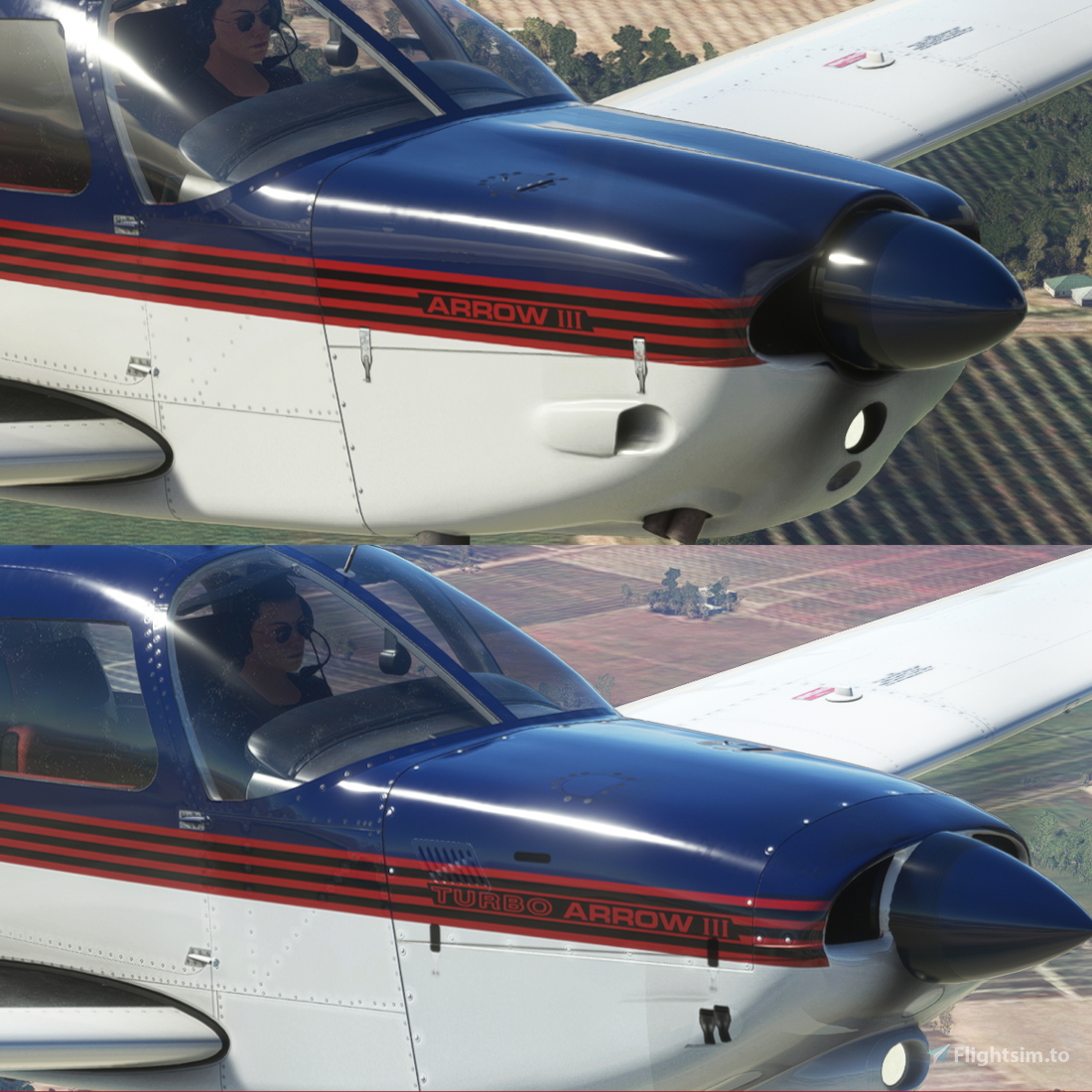 Piper Arrow III & Turbo Arrow III - Blue and Red for Microsoft Flight Simulator | MSFS