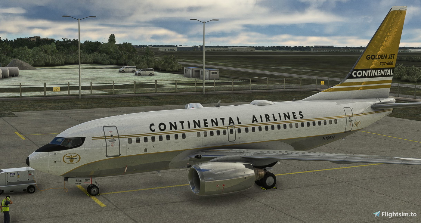 PMDG 737-600 Continental Golden Jet Livery - N19634 对于 Microsoft Flight ...
