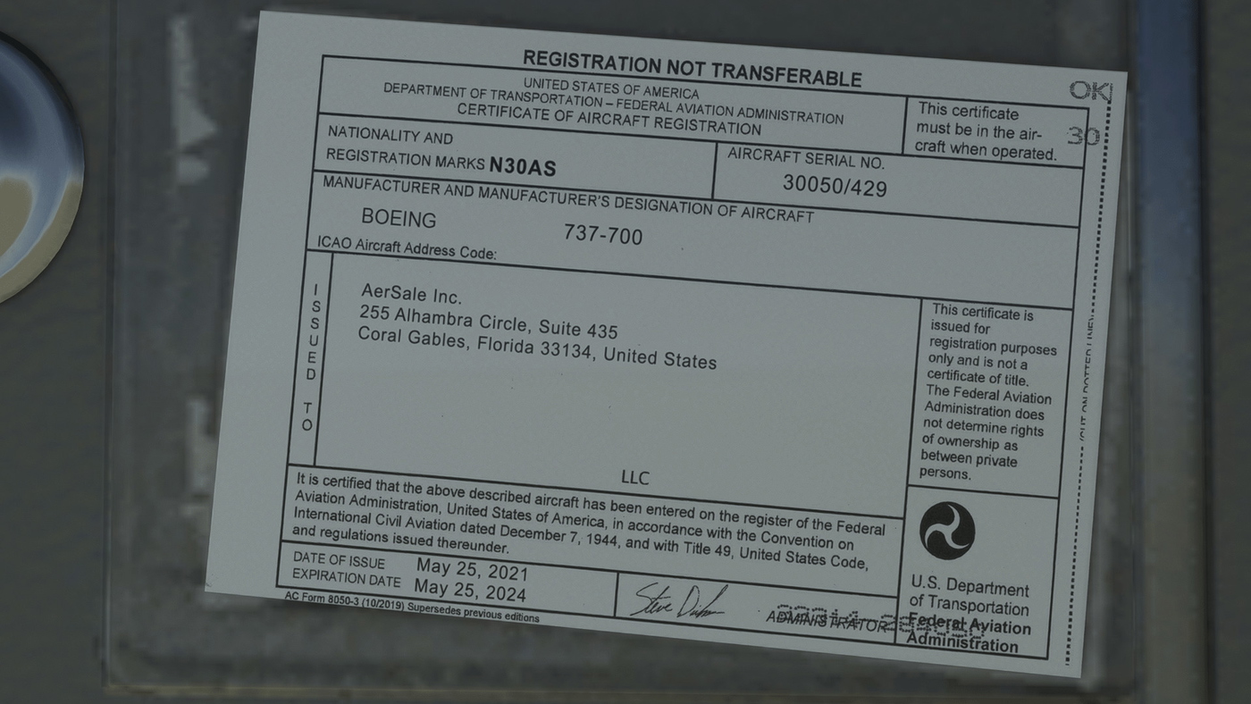 PMDG 737-700 AerSale (N30AS) for Microsoft Flight Simulator | MSFS