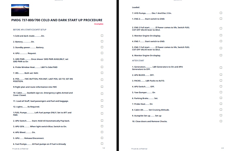 Checklists - PMDG Boeing 737-800 Add-Ons for Microsoft Flight Simulator ...