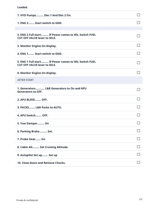 PMDG 737-800 Checklist for Microsoft Flight Simulator | MSFS