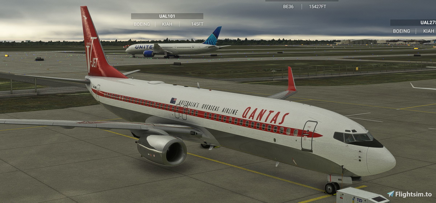 PMDG 737-800 Qantas Airways V-Jet Livery - VH-XBO for Microsoft Flight ...