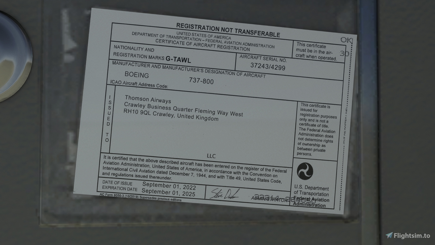 PMDG 737-800 w/ cabin Thomson Airways (G-TAWL, G-TAWM, G-TAWN, G-TAWO ...