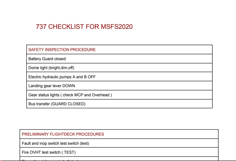 Checklists for PMDG Boeing 737-800 on Microsoft Flight Simulator