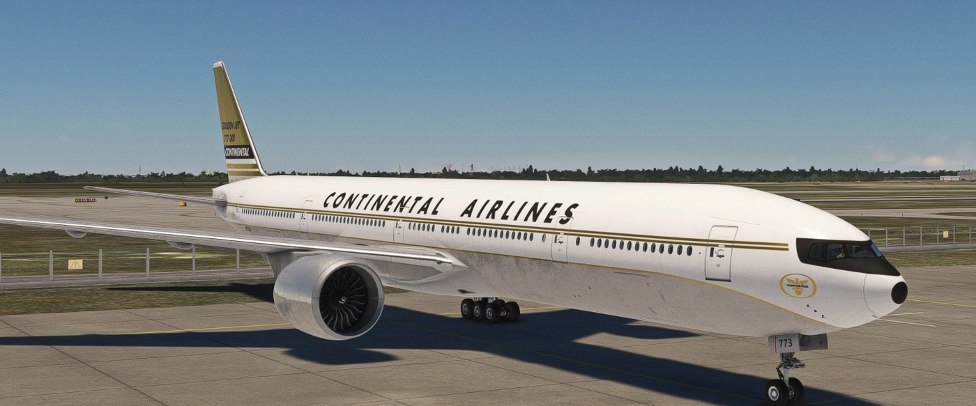 PMDG 777-300ER Continental Airlines - Golden Jet Livery - Fictional for ...