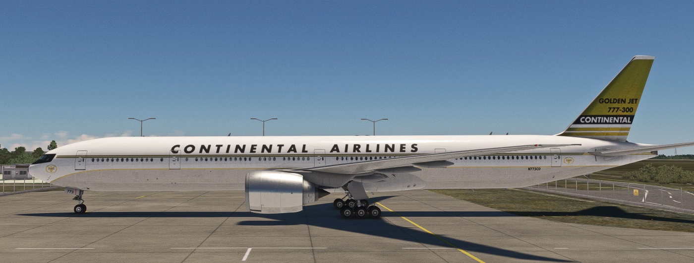 PMDG 777-300ER Continental Airlines - Golden Jet Livery - Fictional for ...