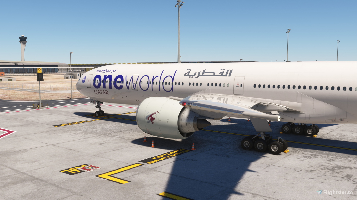 PMDG 777-300ER | Qatar Airways "oneworld" Livery (A7-BAB) for Microsoft Flight Simulator | MSFS
