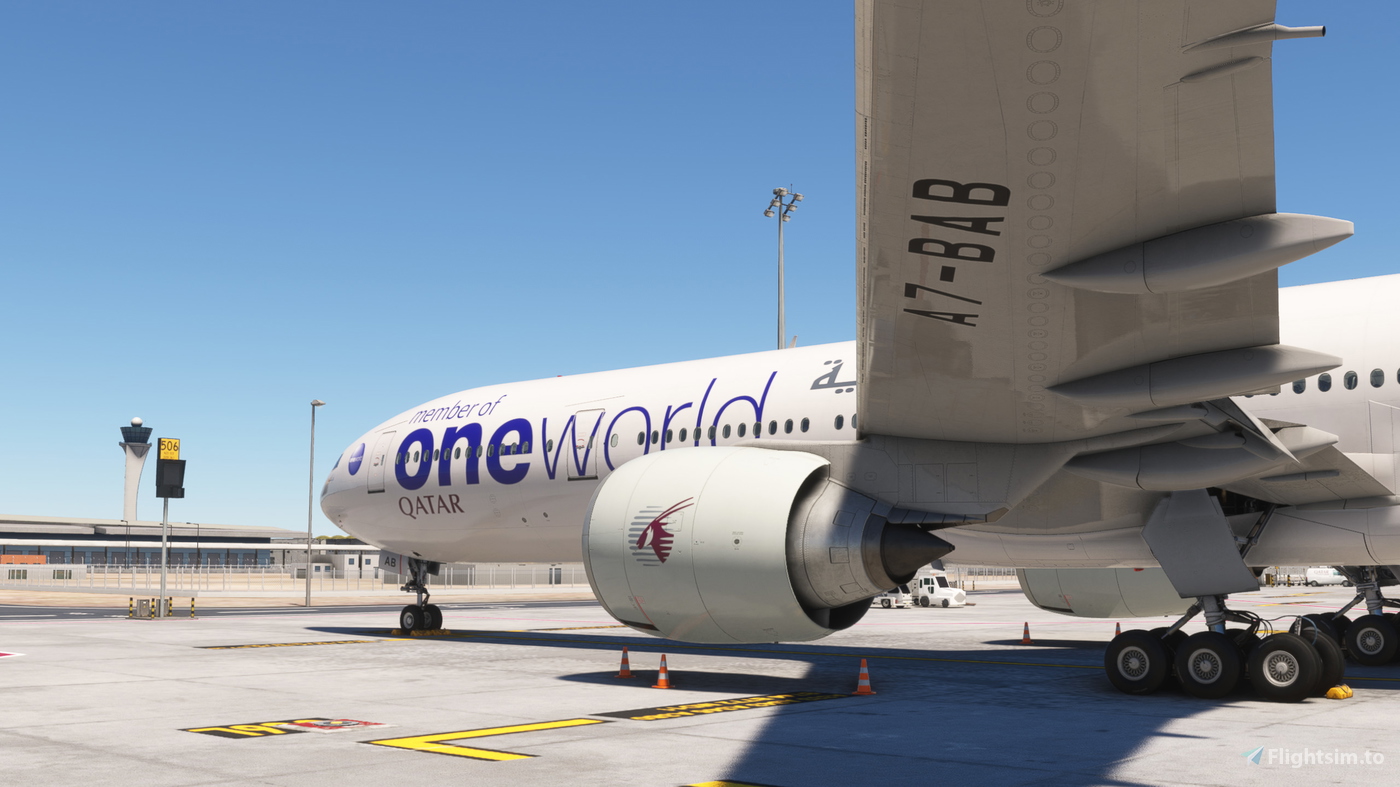 PMDG 777-300ER | Qatar Airways "oneworld" Livery (A7-BAB) for Microsoft Flight Simulator | MSFS