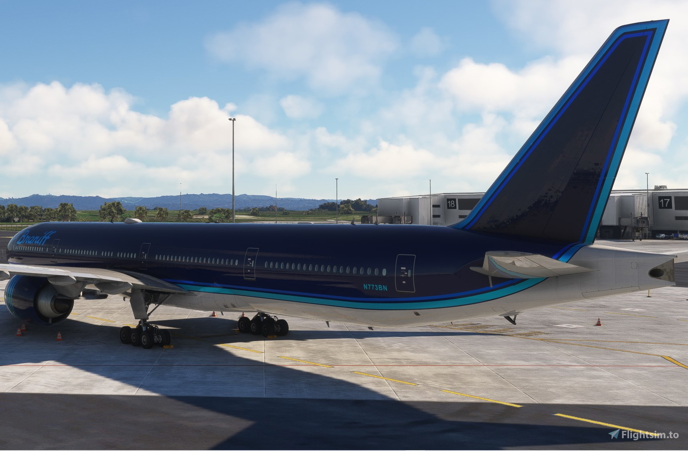 PMDG 777-300ER Braniff Ultra Blue for Microsoft Flight Simulator | MSFS