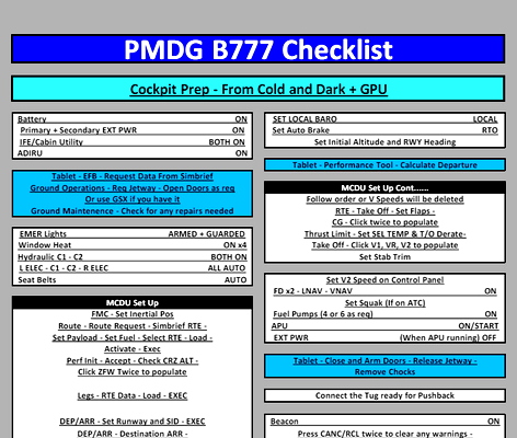 PMDG 737-800 Checklist for Microsoft Flight Simulator | MSFS