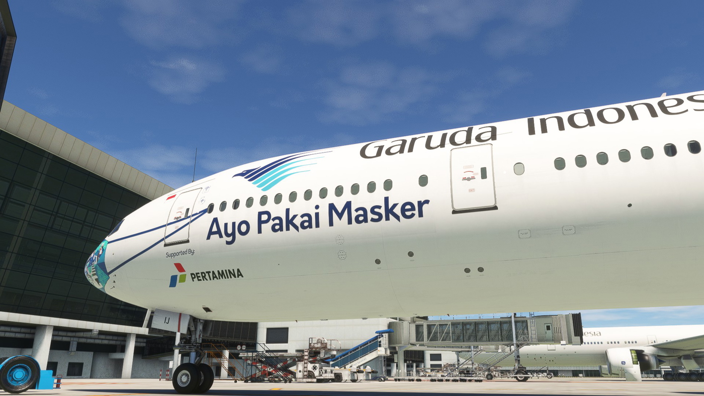 PMDG 777-300ER Garuda Indonesia "Ayo Pakai Masker" livery PK-GIJ a ...